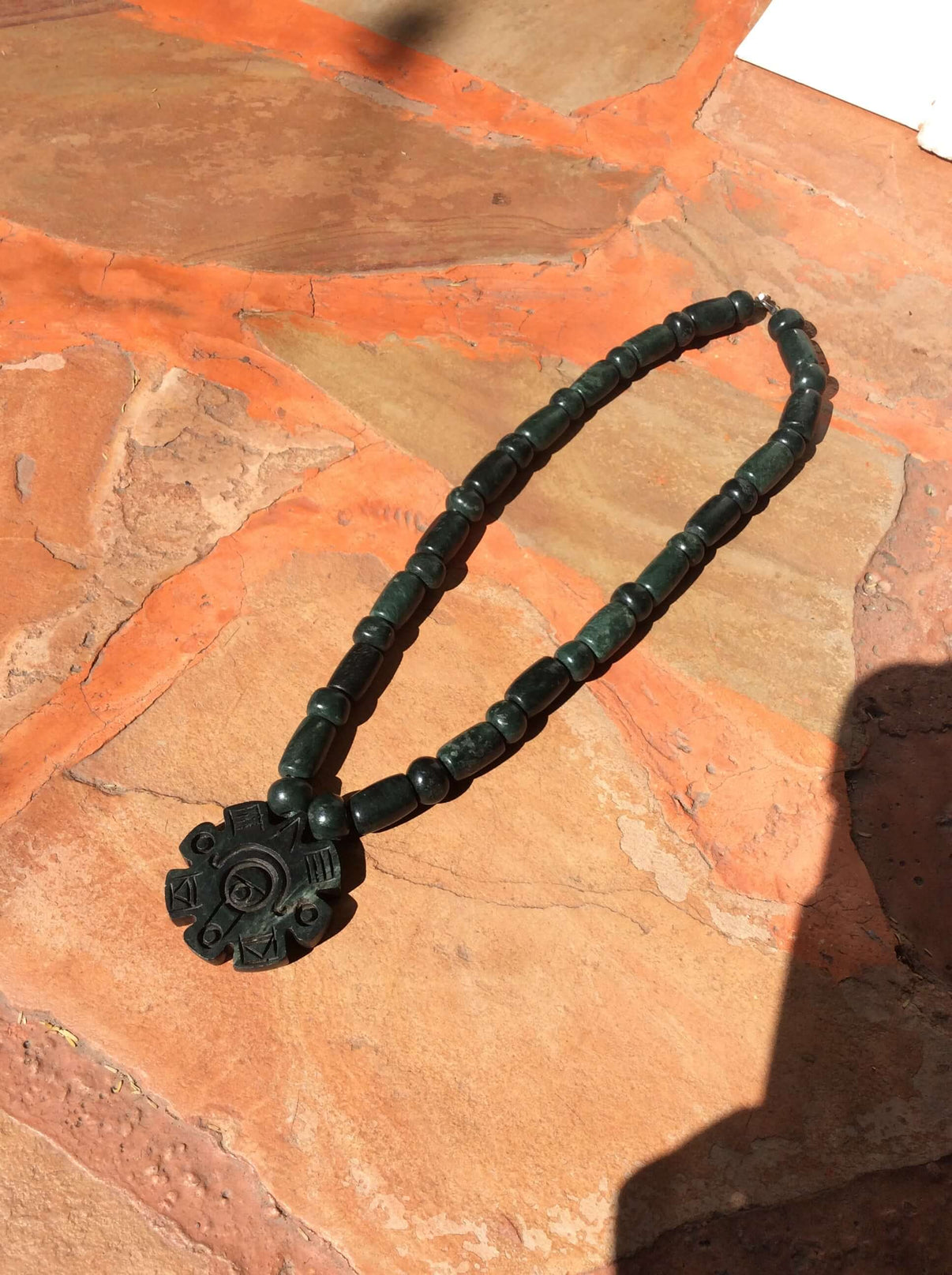 Ollin Pendant Necklace: Aztec Calendar & Guatemalan Jade Style ...