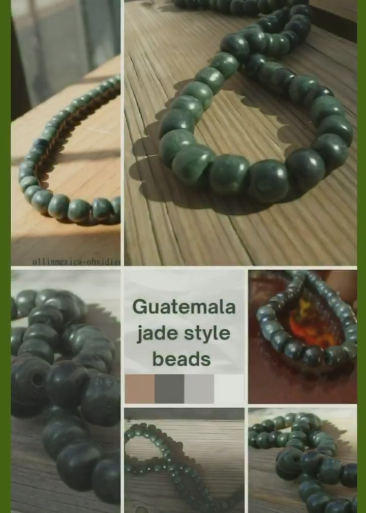 Dark Green Guatemalan Jade Beads - Mayan Jade Serpentine – OllinMexica